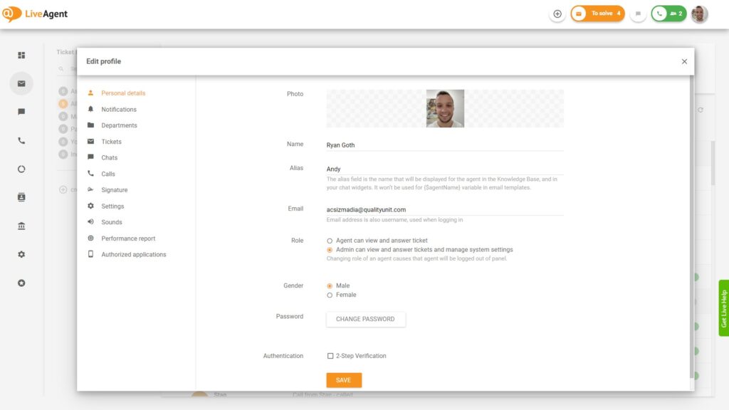 Verificação em 2 etapas | LiveAgent | LiveAgent