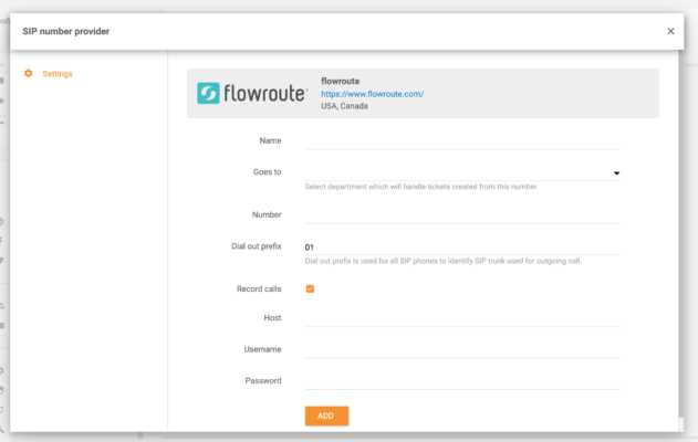 连接 Flowroute VoIP | LiveAgent