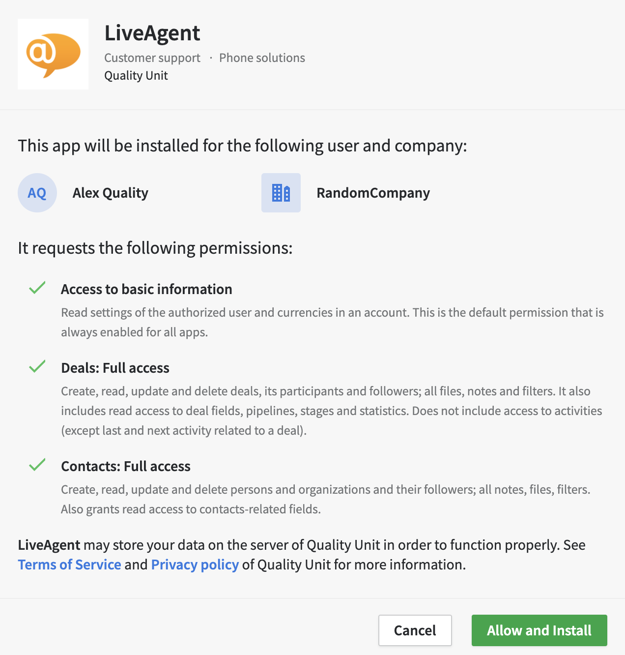 PipeDrive - LiveAgent