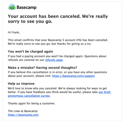 Cancellation Email Templates - LiveAgent