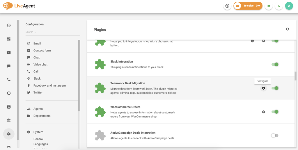 Migration de Teamwork Desk - LiveAgent