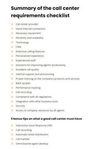 Call Center Checklist – streamline the implementation process to the ...