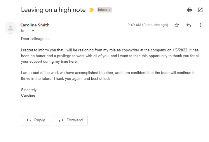 Perfect Info About Quit Job Email Example Cv For First No Experience 