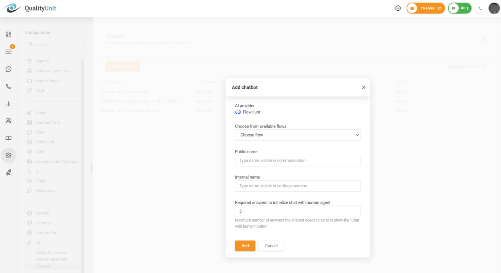 FlowHunt - LiveAgent