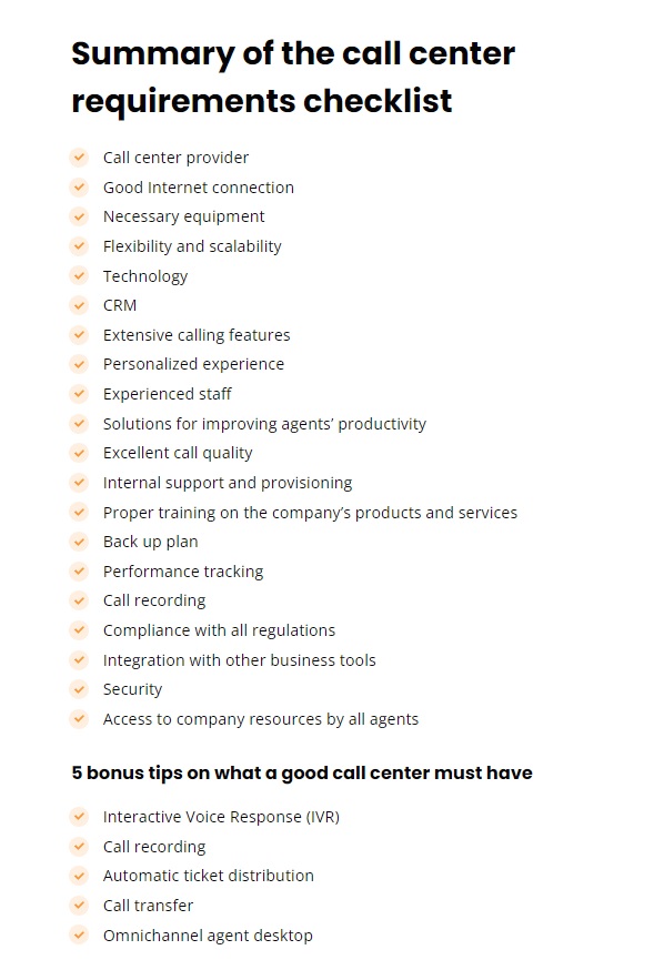 Call Center Checklist Template Call Center Checklist Template